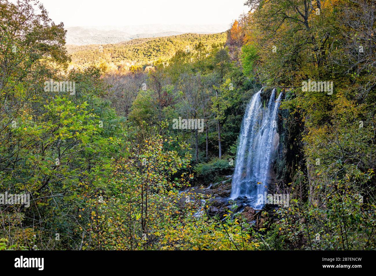 Appalachian mountains Falling Spring Waterfall and green yellow forest ...