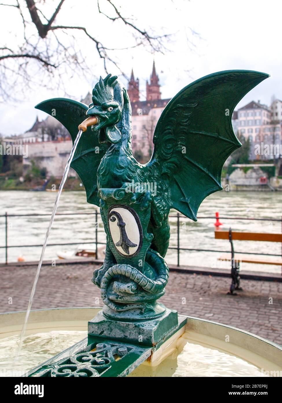 Basel, Switzerland - 2017, December 17: Dragon-shaped fountain Stock ...