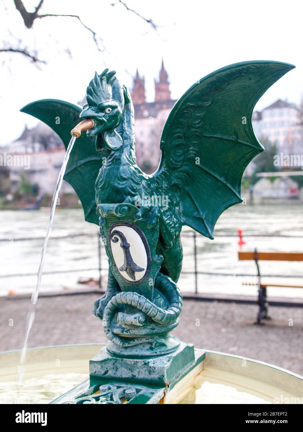 Basel, Switzerland - 2017, December 17: Dragon-shaped fountain Stock ...