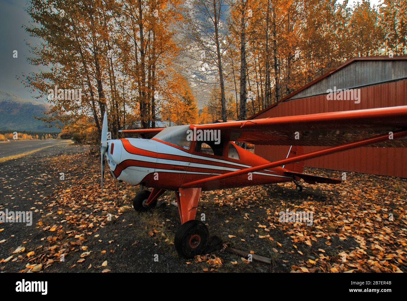 A rugged, back country Aviat Husky aircraft at an Alaskan airfield ...
