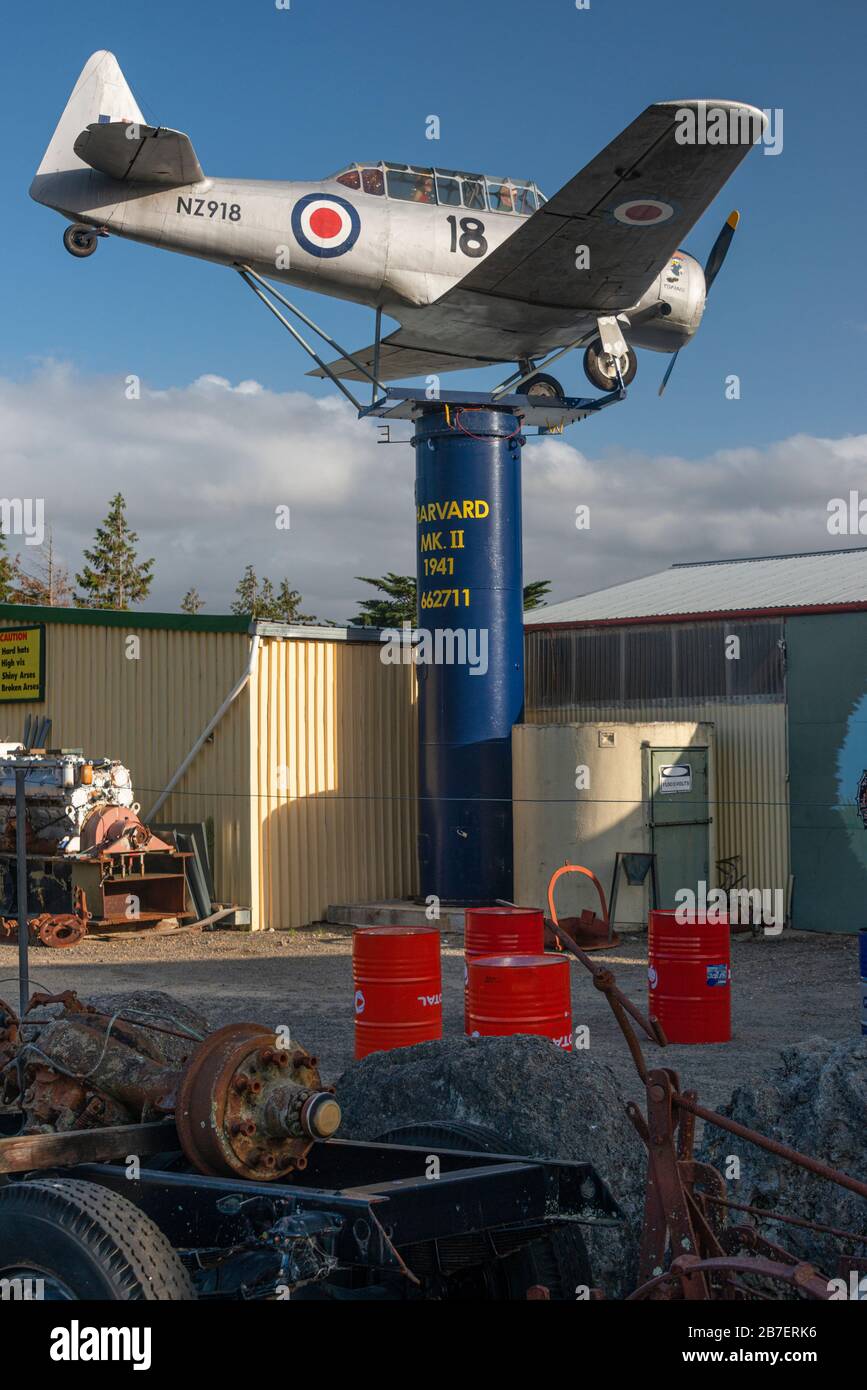 A vertical portrait of a pole mounted North American T6 Texan / Harvard ...