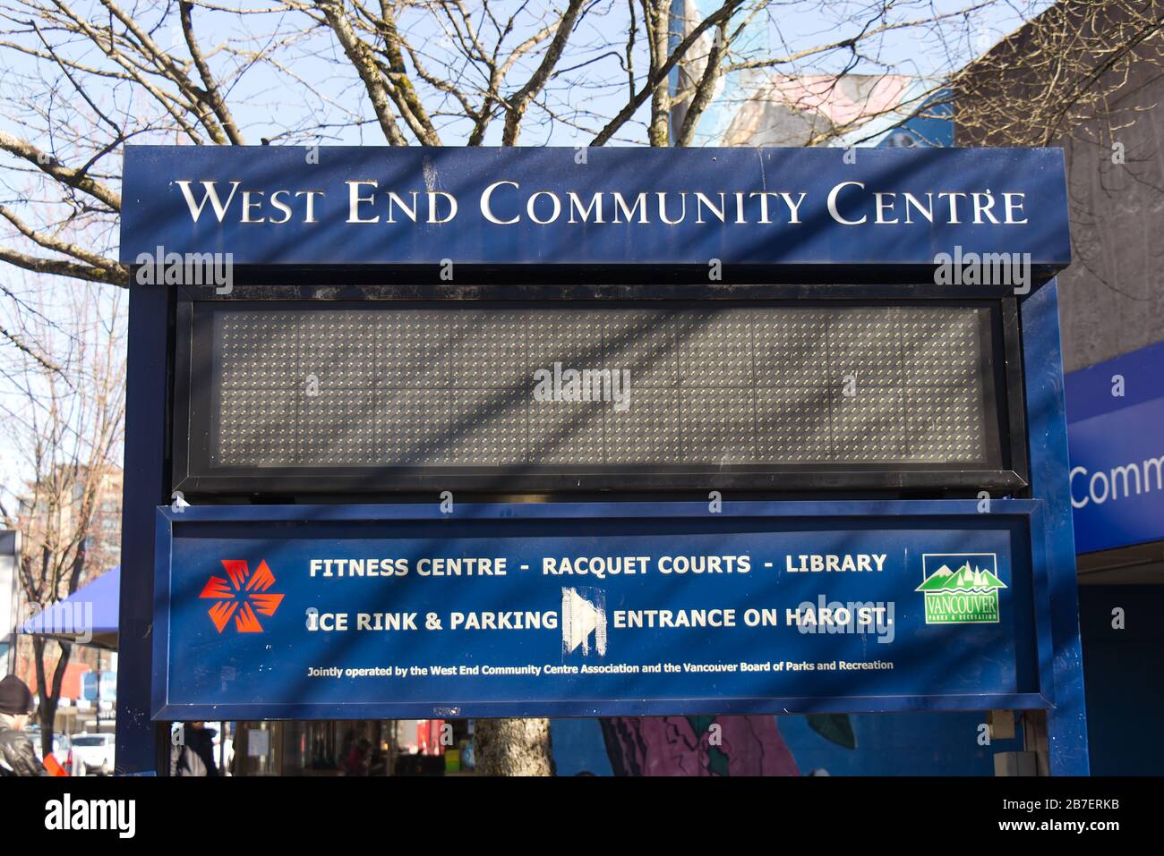 Vancouver, Canada - March 15, 2020: View of entrance "West End ...
