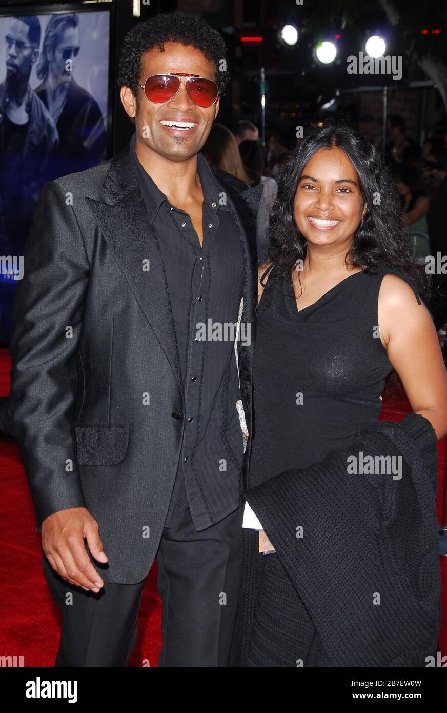 Mario Van Peebles and Wife at the World Premiere of "Miami Vice" held ...