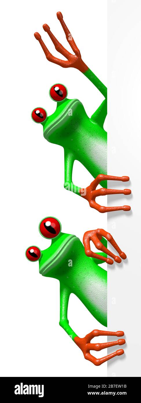 3D cartoon frogs behind a corner Stock Photo - Alamy