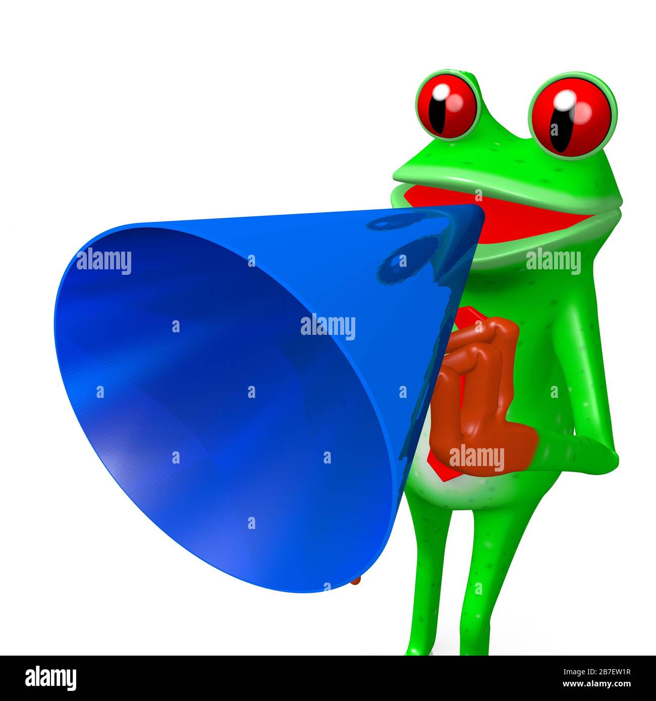 3D cartoon frog with a loudspeaker - great for topics like ...