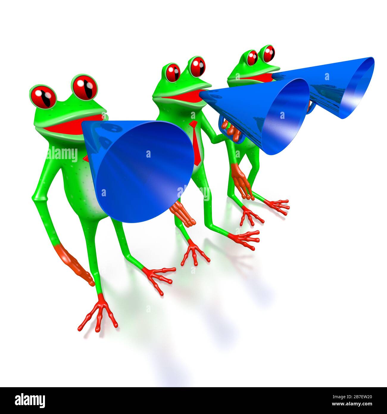 3D cartoon frogs with loudspeakers - great for topics like ...