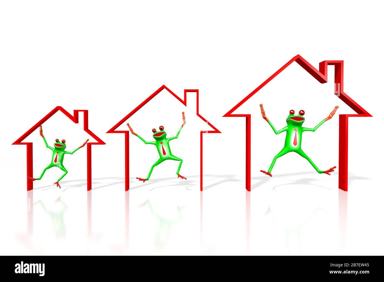 3D cartoon frogs and house shapes - great for topics like mortgage ...