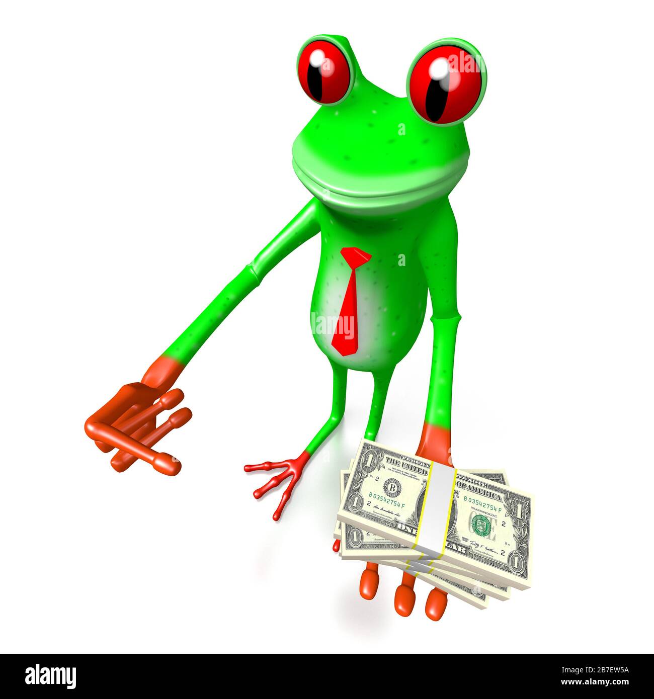 3D cartoon frog and us-dollars - great tor topics like money, finance ...