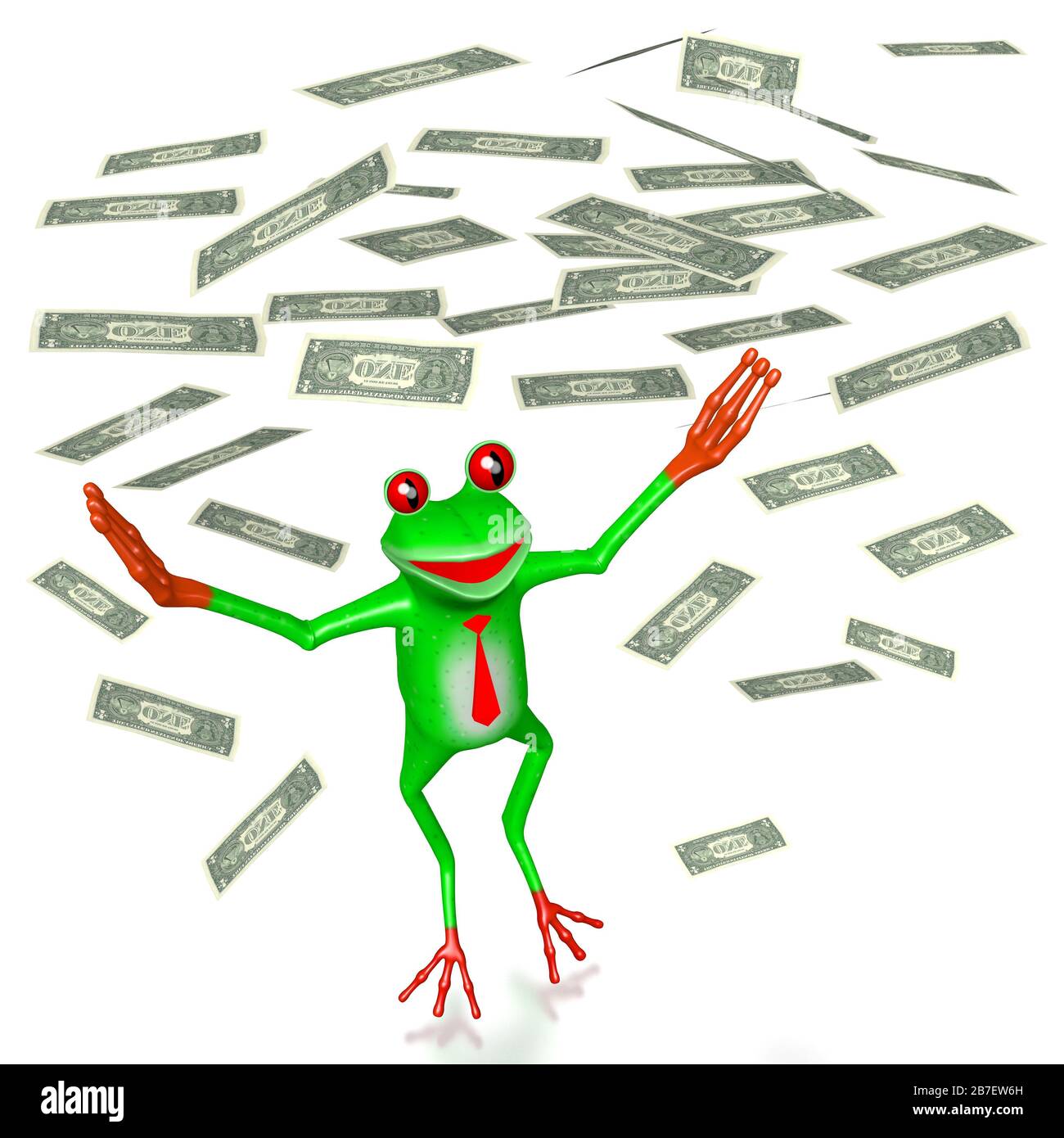 3D cartoon frog and us-dollars - wealth concept Stock Photo - Alamy
