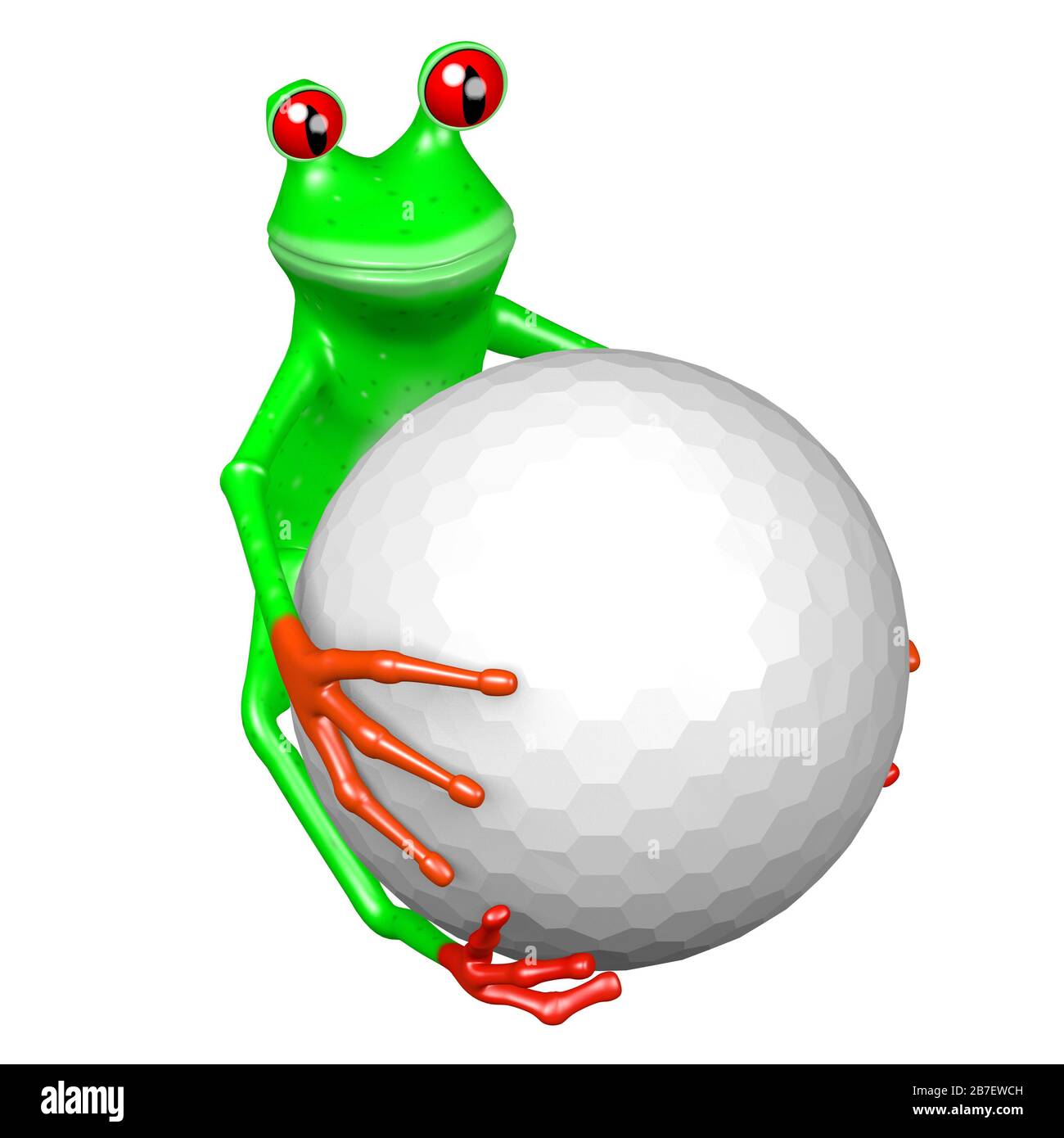 3D cartoon frog with a golf ball Stock Photo - Alamy