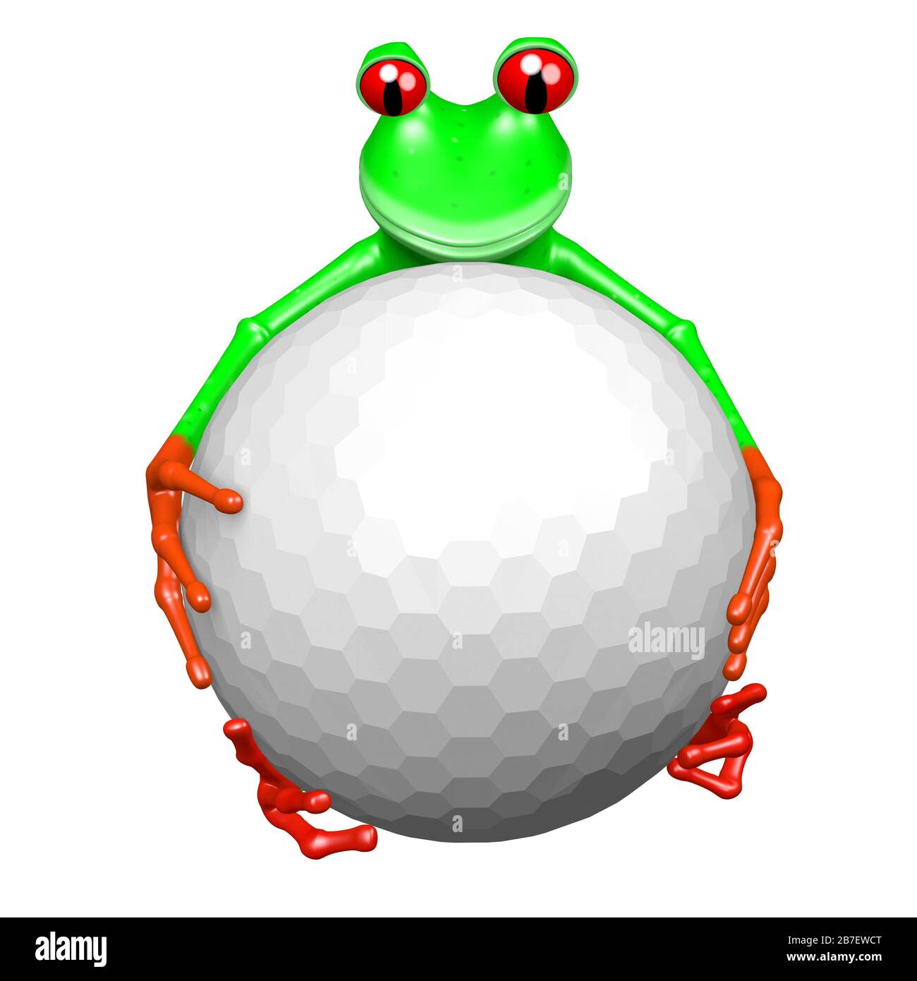 3D cartoon frog with a golf ball Stock Photo - Alamy
