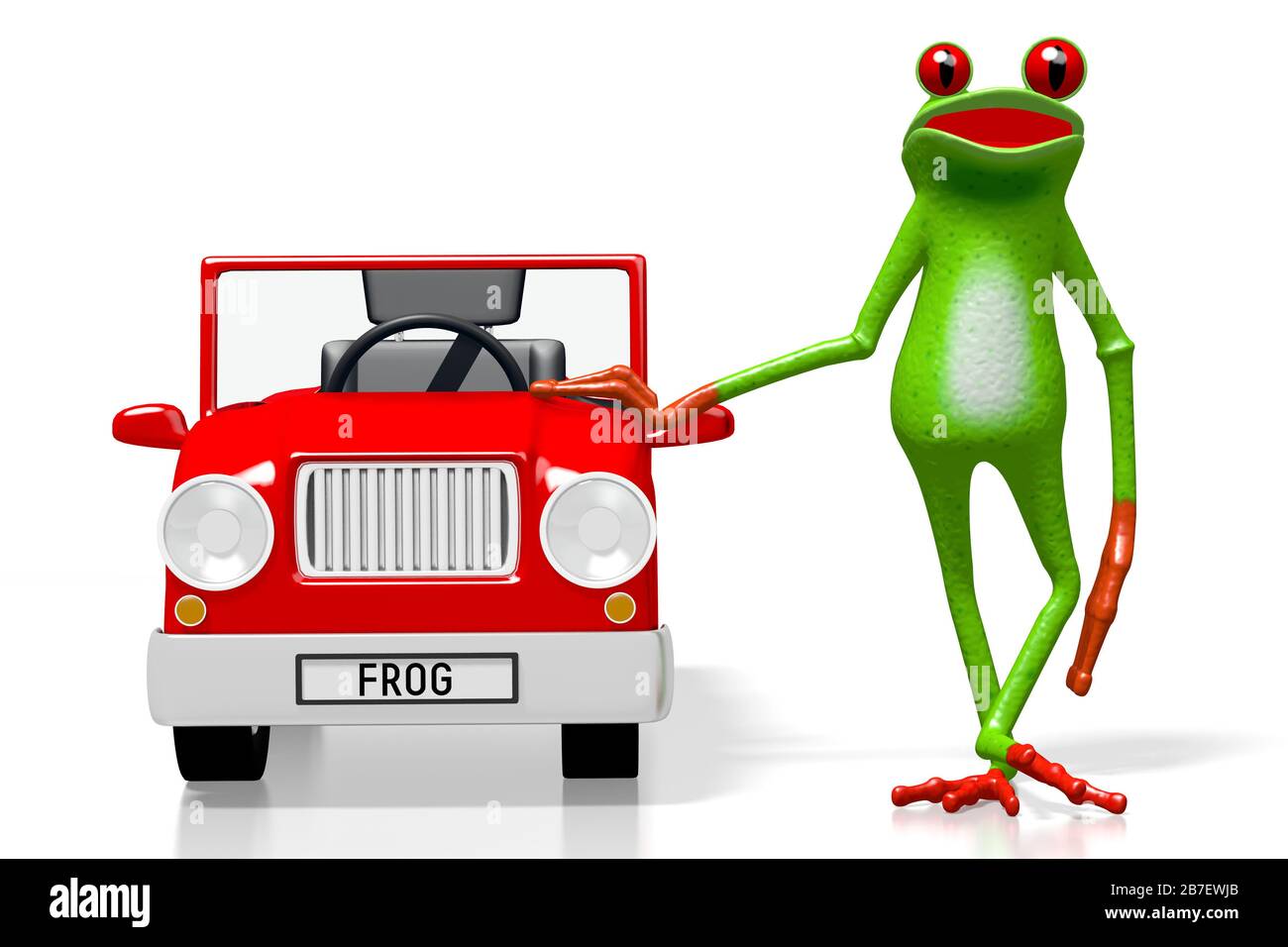 3D cartoon car and frog concept Stock Photo - Alamy