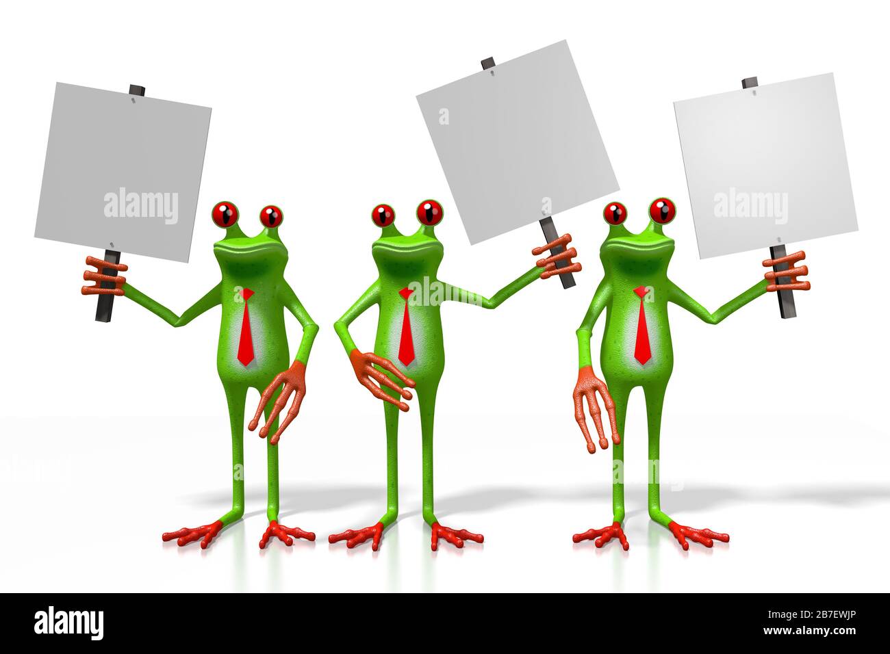 3D cartoon frogs holding signposts - great for topics like ...