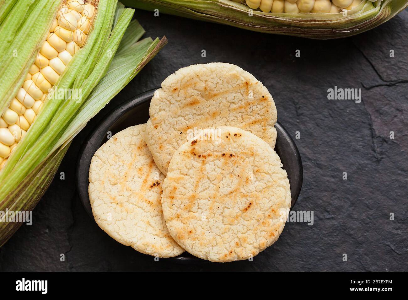 Roasted traditional South American corn arepa Stock Photo - Alamy