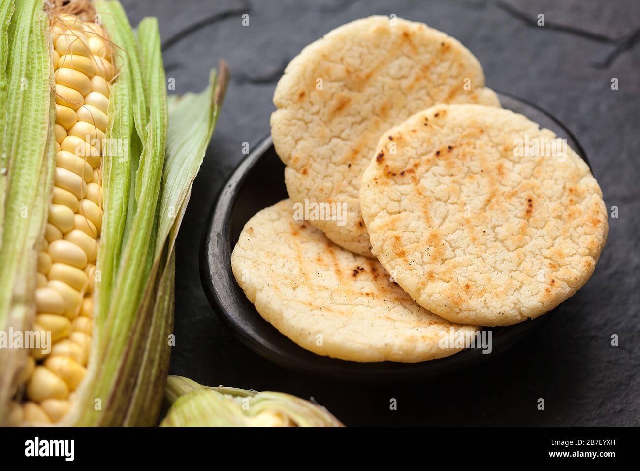 Roasted traditional South American corn arepa Stock Photo - Alamy