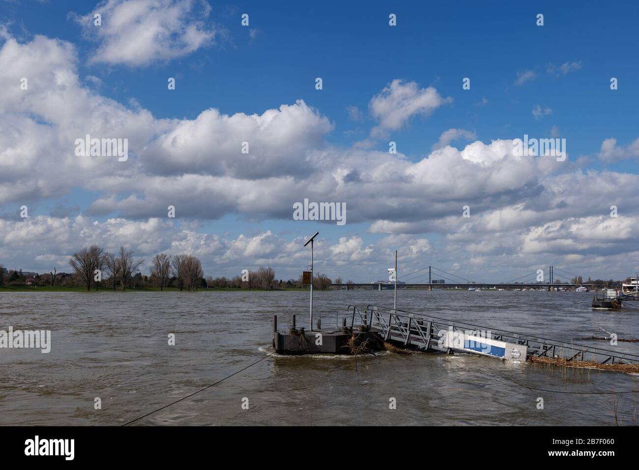 Strong and rapid flow or rough stream current flood over abandon broken ...