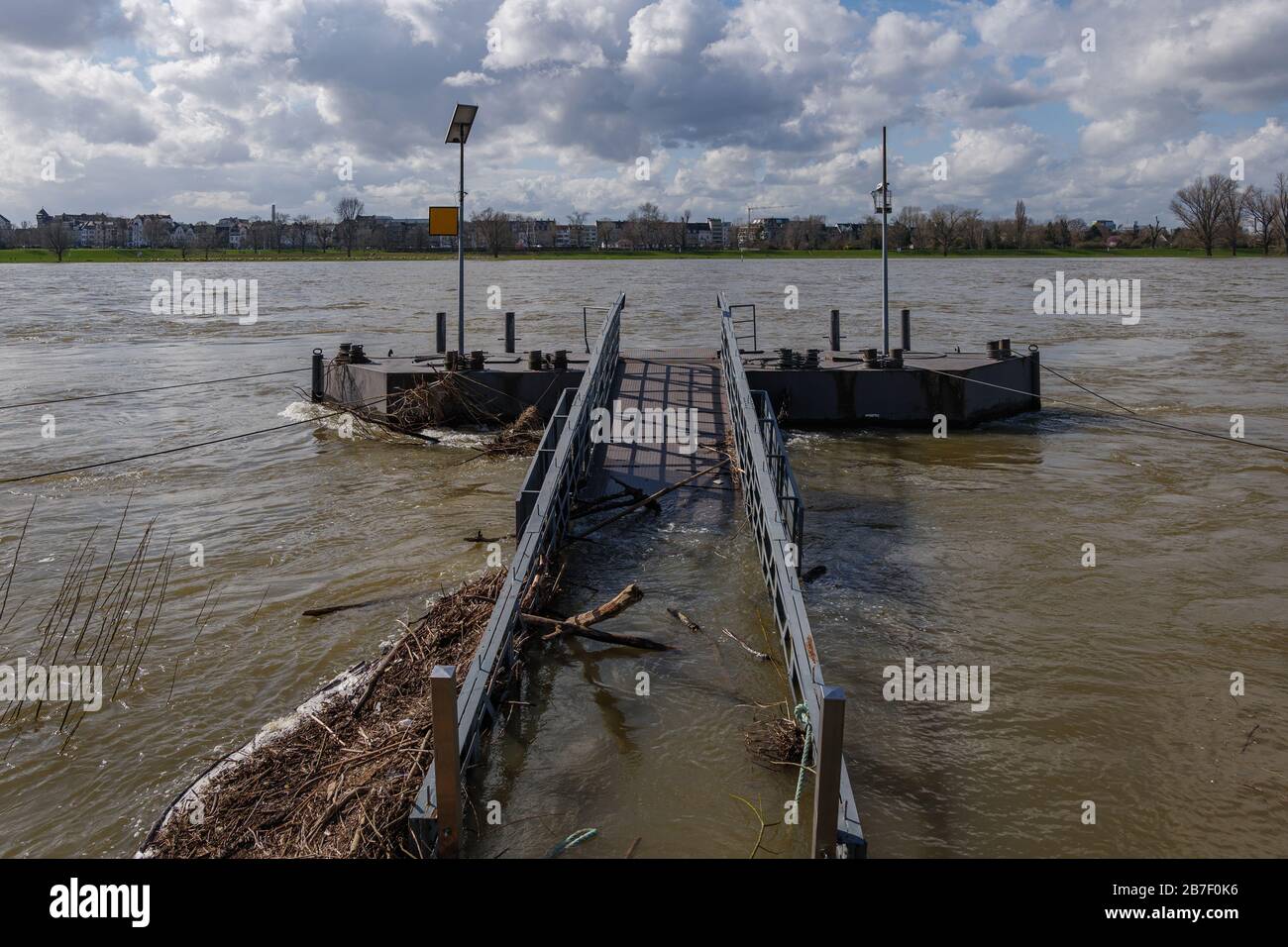 Strong and rapid flow or rough stream current flood over abandon broken ...
