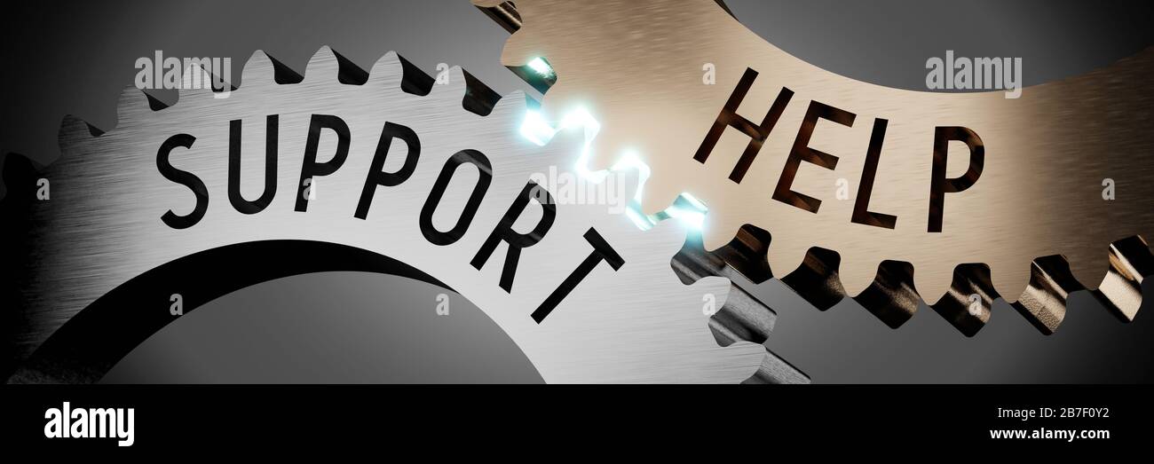 Help, support - gears concept - 3D illustration Stock Photo - Alamy
