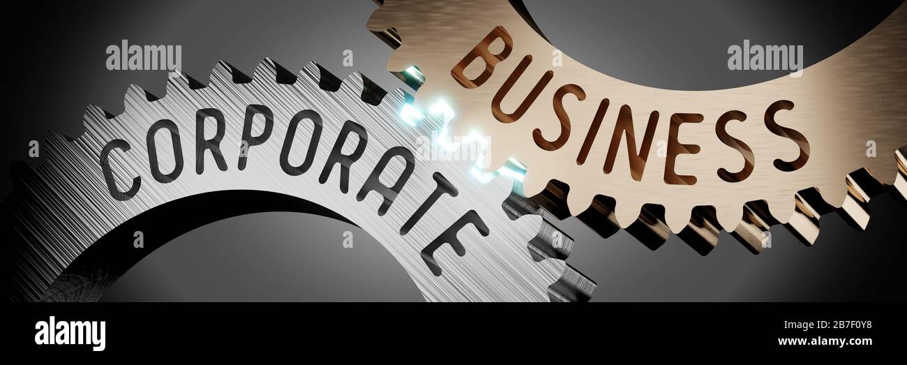 Corporate business - gears concept - 3D illustration Stock Photo - Alamy