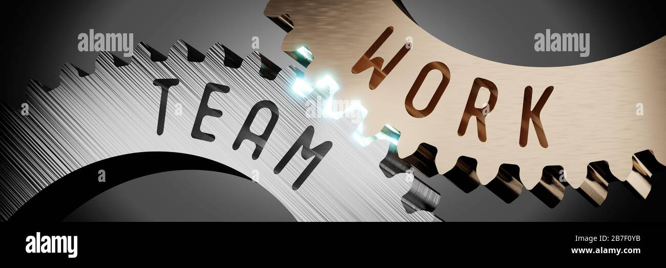 Teamwork - gears concept - 3D illustration Stock Photo - Alamy