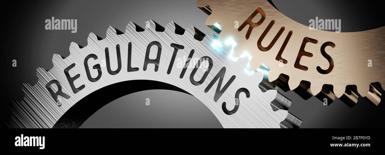 Rules, regulations - gears concept - 3D illustration Stock Photo - Alamy