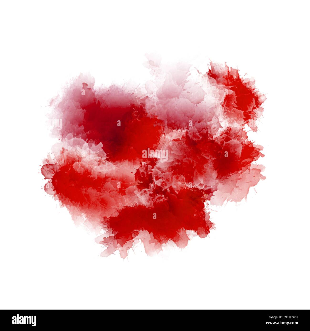 Modern painting in red tones. Vibrant paint spots isolated on white ...