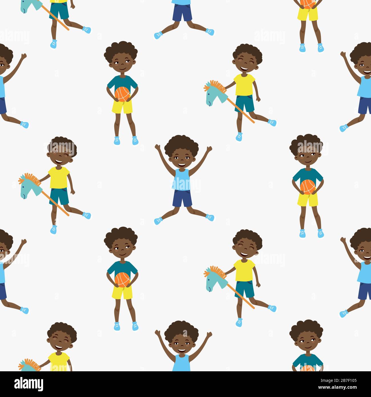 Cute boy vector cartoon style seamless pattern Stock Vector Image & Art ...