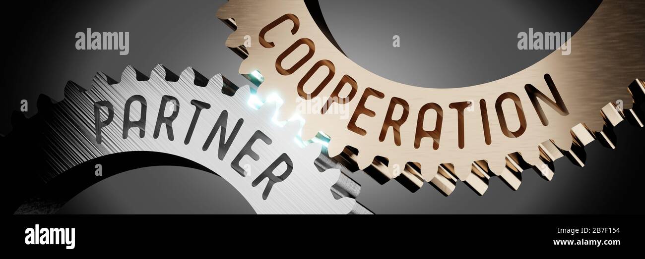 Partner cooperation - gears concept - 3D illustration Stock Photo - Alamy