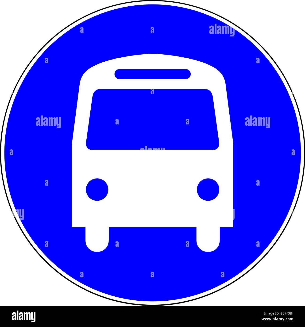 Bus allowed blue sign on white background Stock Photo - Alamy