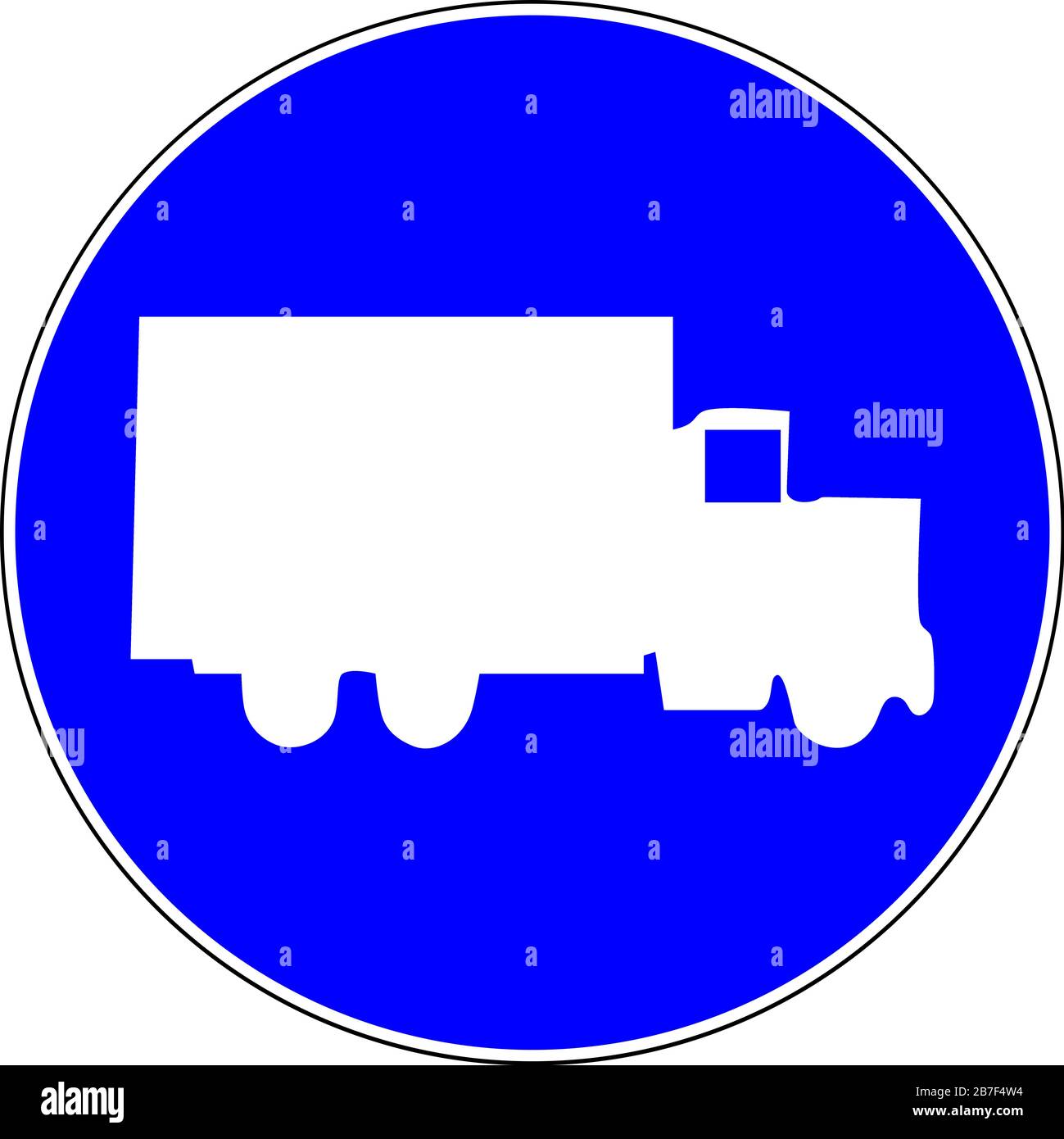 Truck allowed blue road sign Stock Photo - Alamy