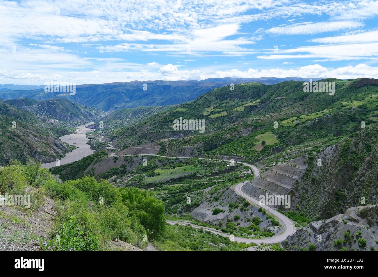 On the way from Potosi to Sucre, it is this view of Pilcomayo River, at ...