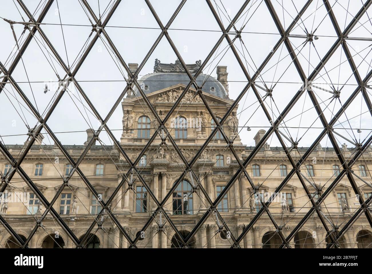Musee du louvre inside of pyramid hi-res stock photography and images ...