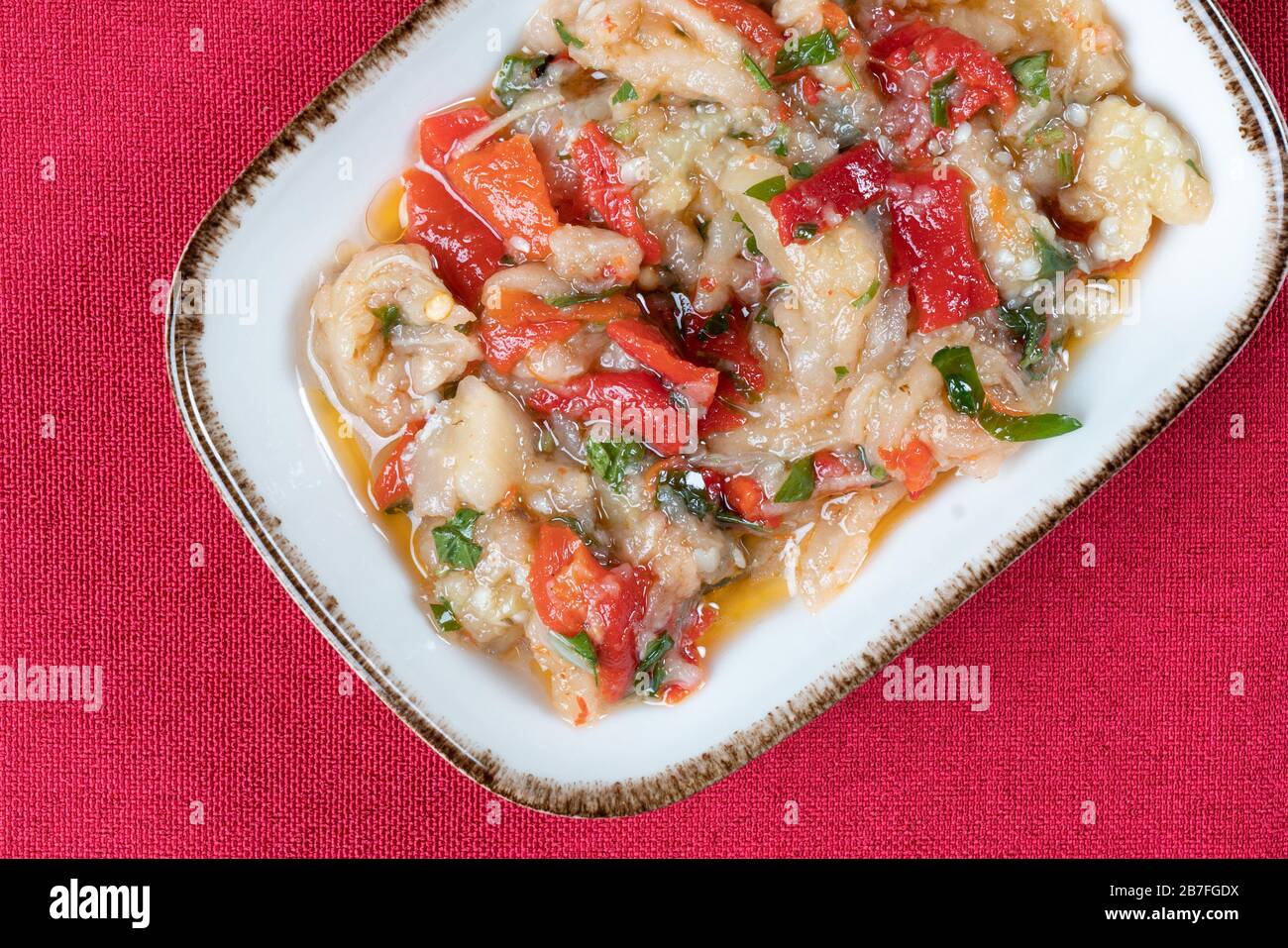 Turkish appetizer from Turkish cuisine (dry tomato, yogurt, eggplant ...