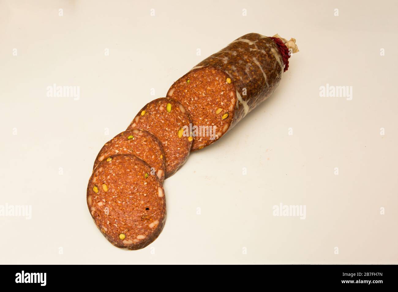Turkish sausage golden sucuk. Sujuk (sucuk), a dry spicy sausage on ...