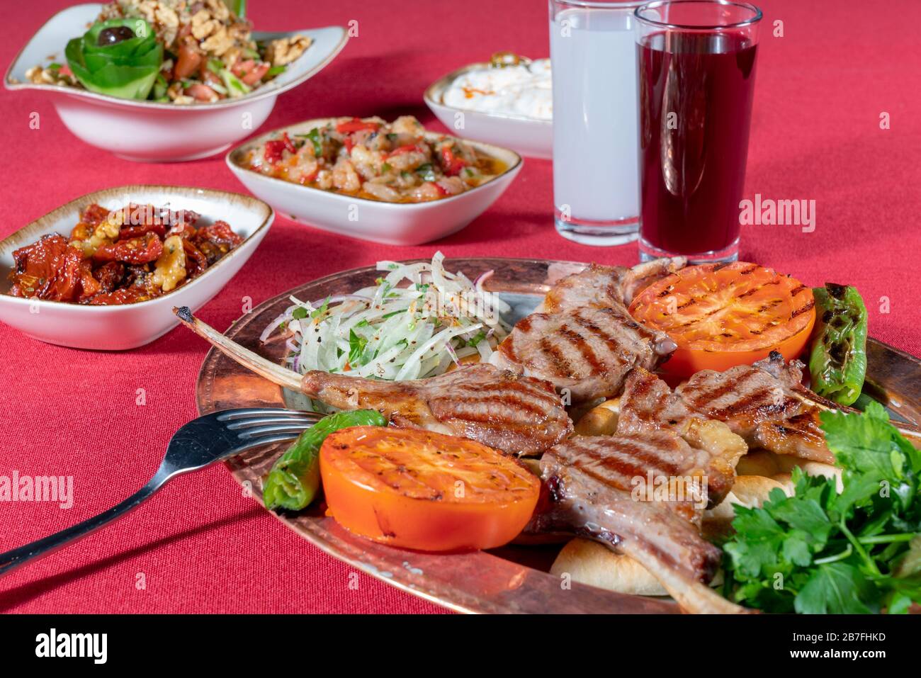 Turkish and Greek Traditional Dinning Table with Special Alcohol Drink ...