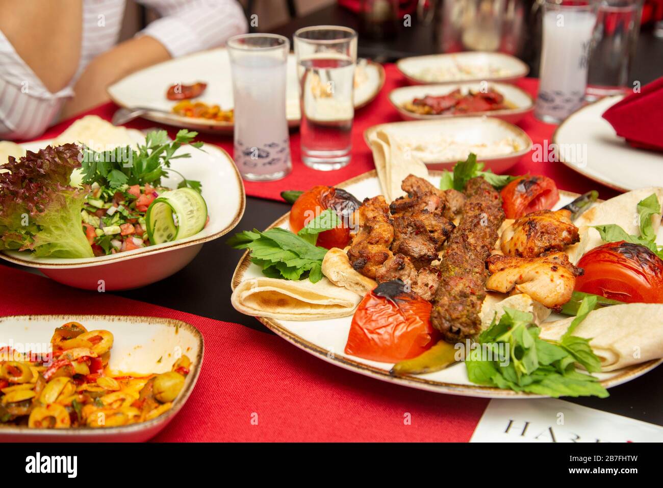 Turkish and Greek Traditional Dinning Table with Special Alcohol Drink ...