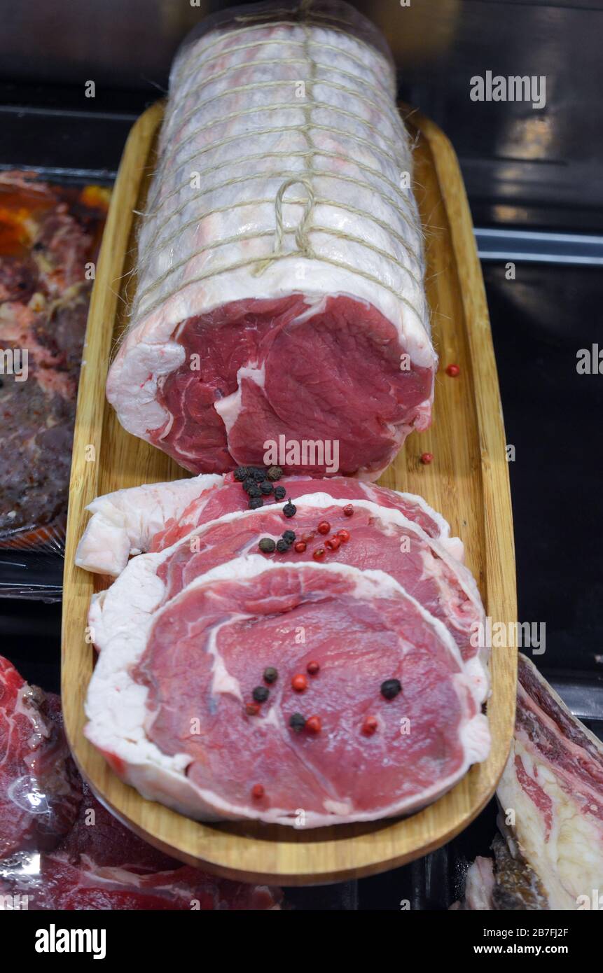 Turkish sausage golden sucuk. Sujuk (sucuk), a dry spicy sausage on ...