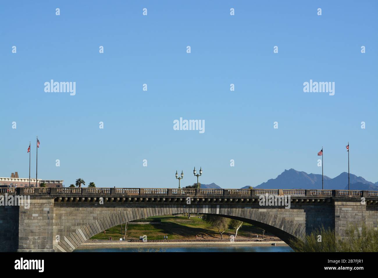 London Bridge is in Lake Havasu City, Arizona. It links an island in ...