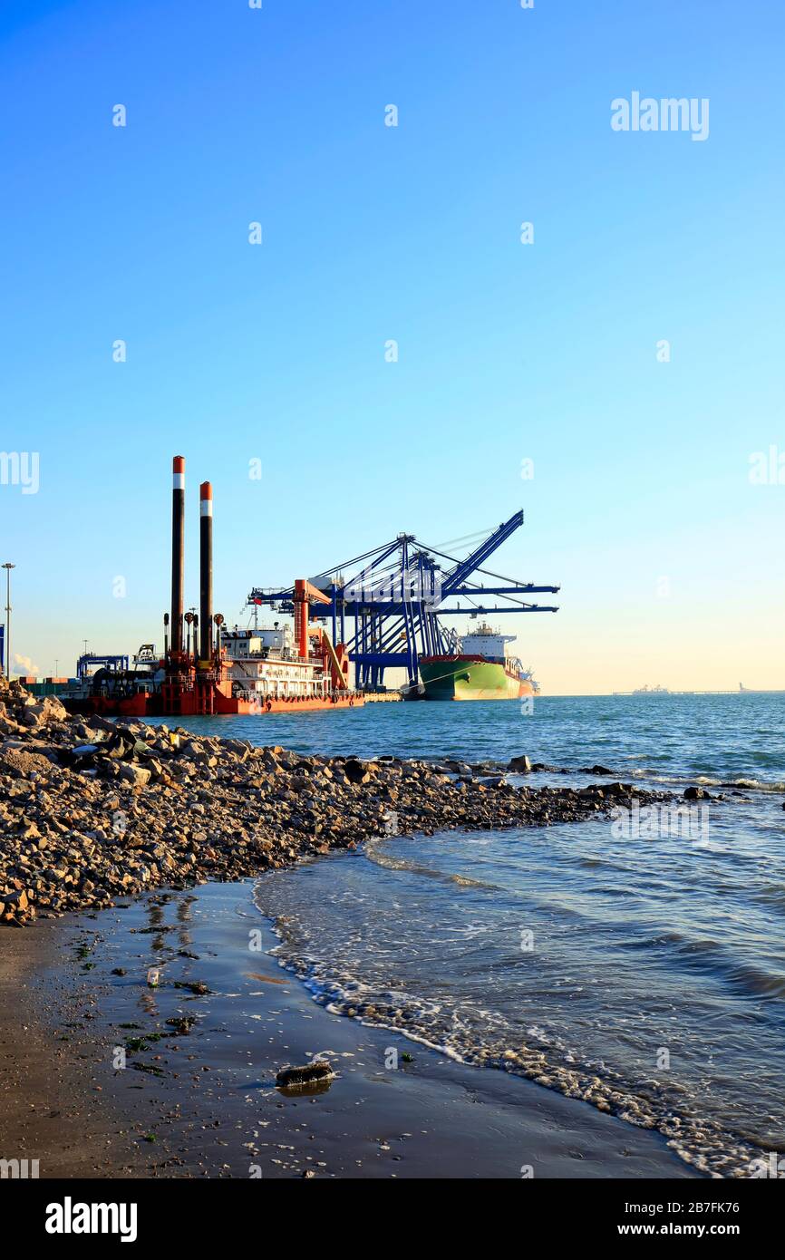 The container terminal is by the sea Stock Photo - Alamy