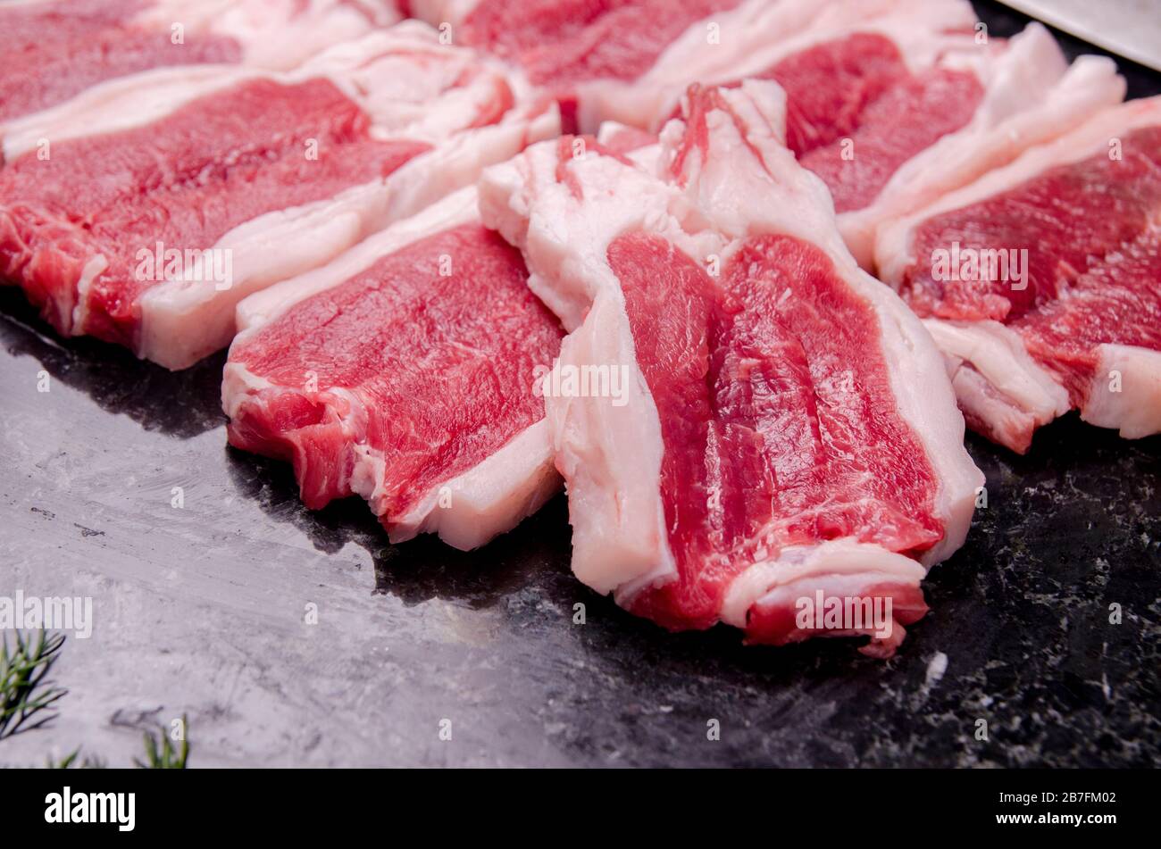 Raw meat in butcher Stock Photo - Alamy