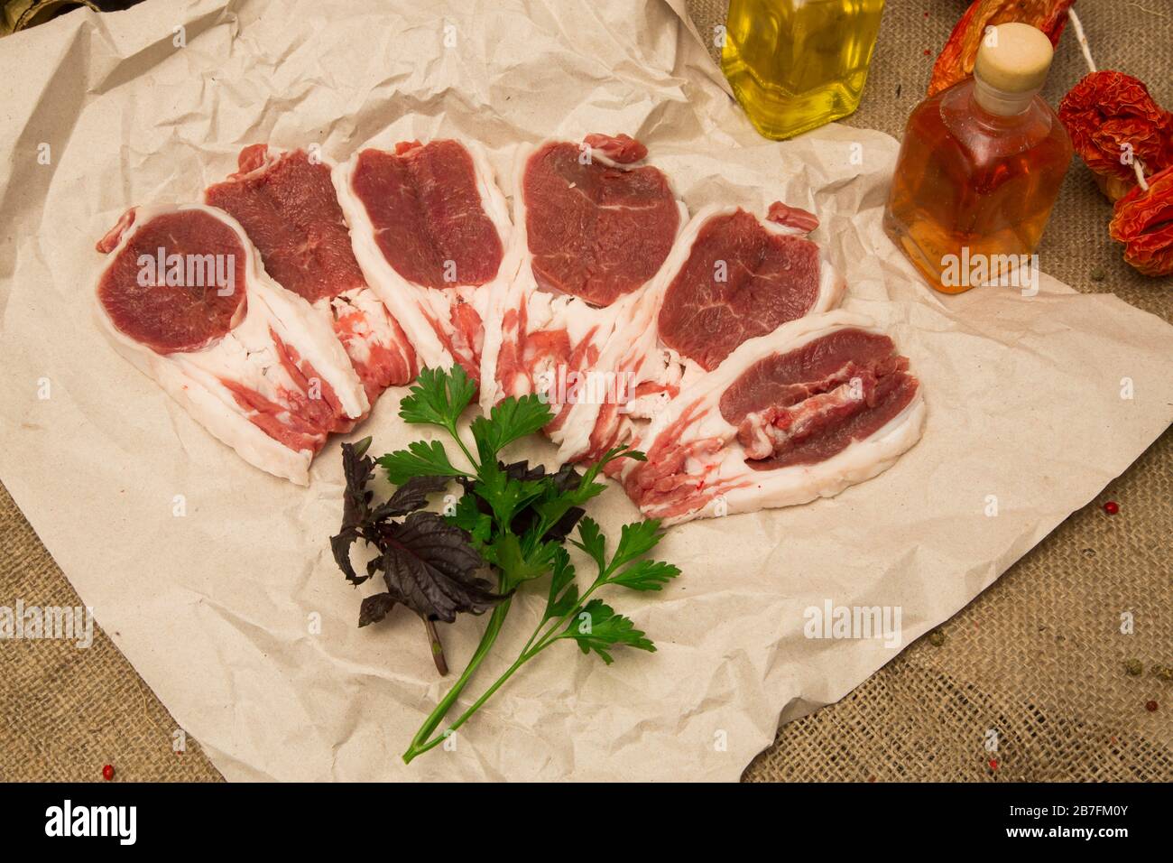 Raw meat in butcher Stock Photo - Alamy