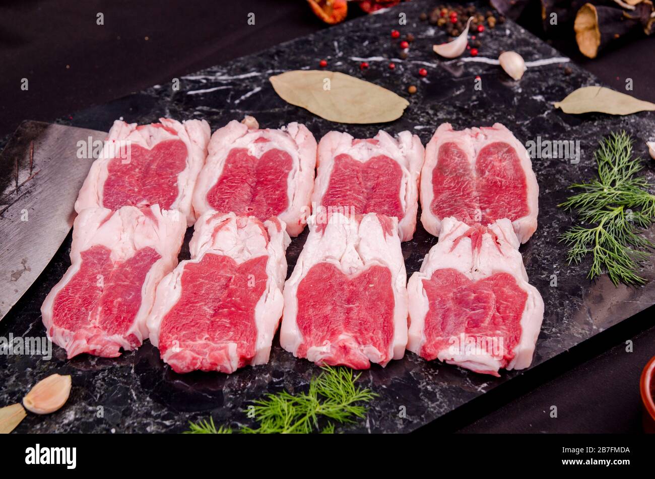 Raw meat in butcher Stock Photo - Alamy