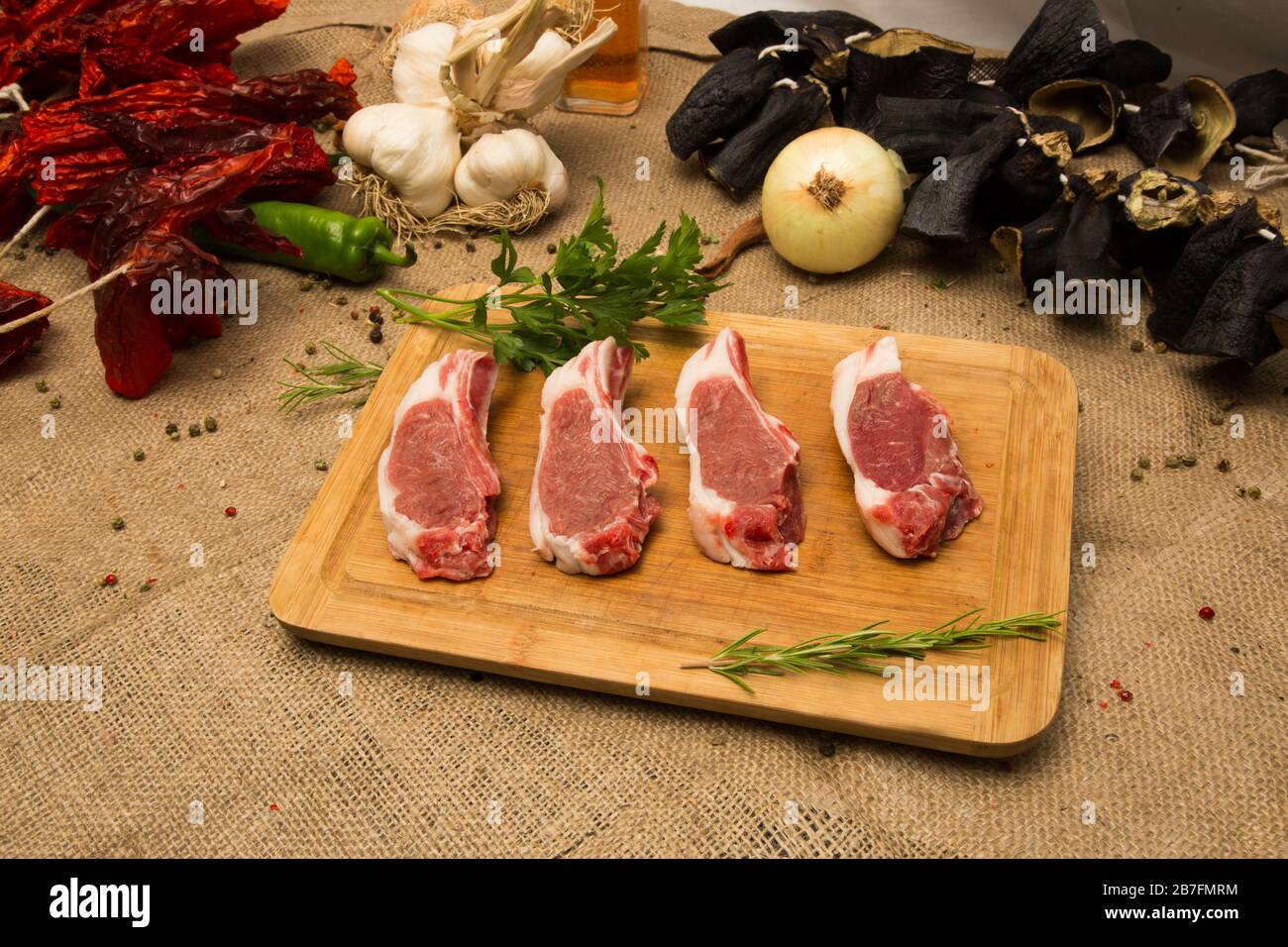 Raw meat in butcher Stock Photo - Alamy