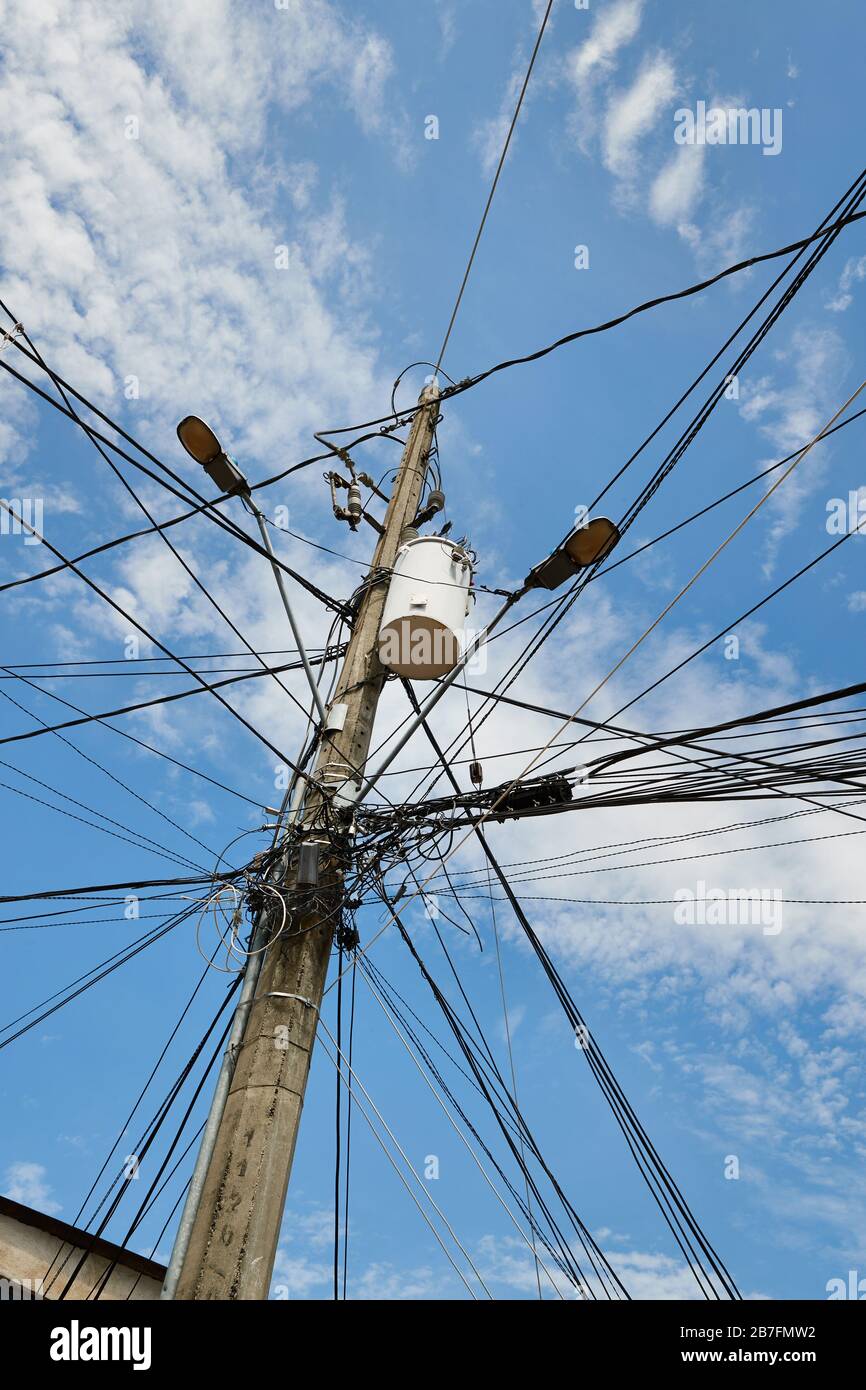 Electric line post Stock Photo - Alamy