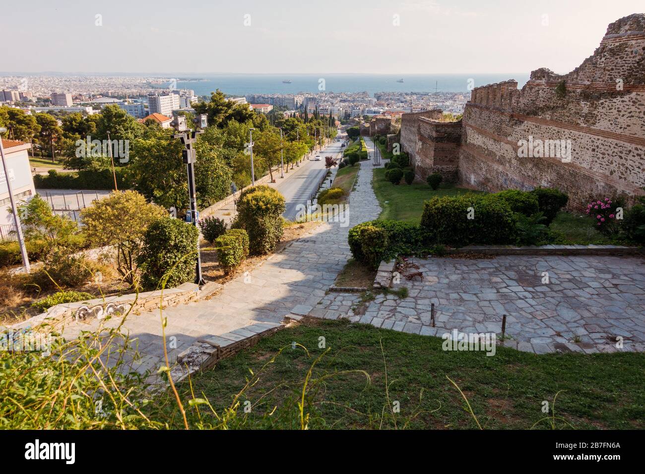 View out over Thessaloniki toward the Thermaic Gulf, seen from the ...
