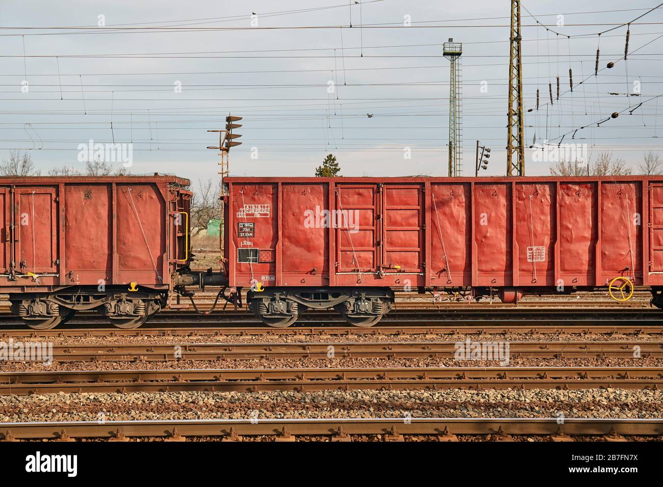 Freight Train Wagons Stock Photo - Alamy