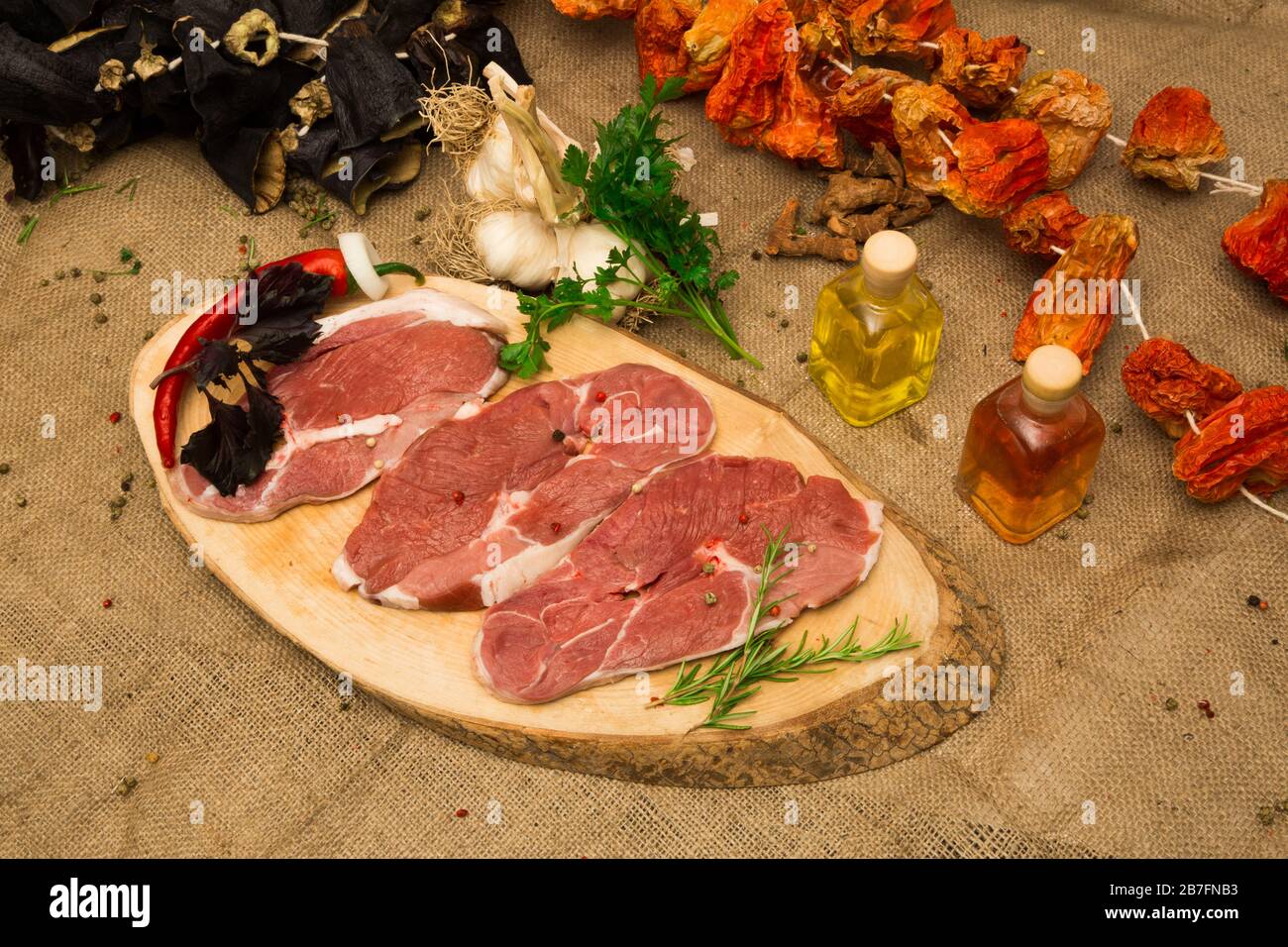 Raw meat in butcher Stock Photo - Alamy
