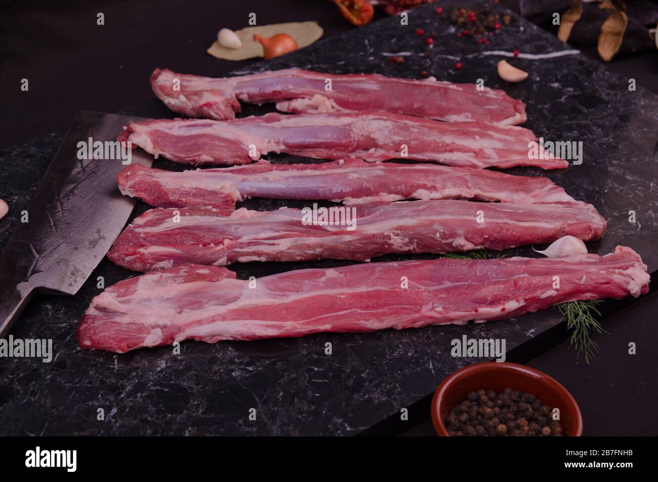Raw meat in butcher Stock Photo - Alamy