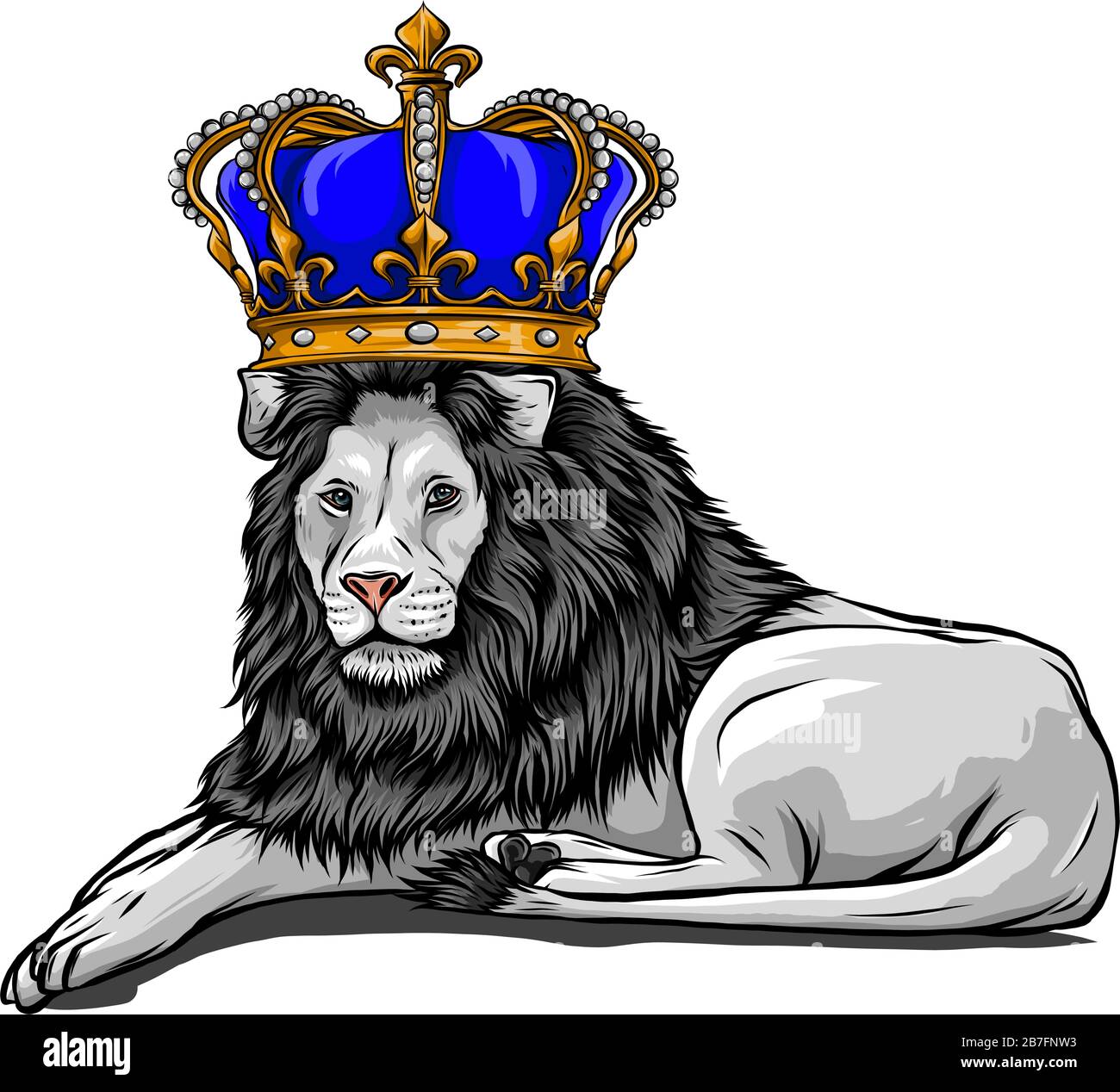 Vector Color King Lion Illustration on white background Stock Vector ...