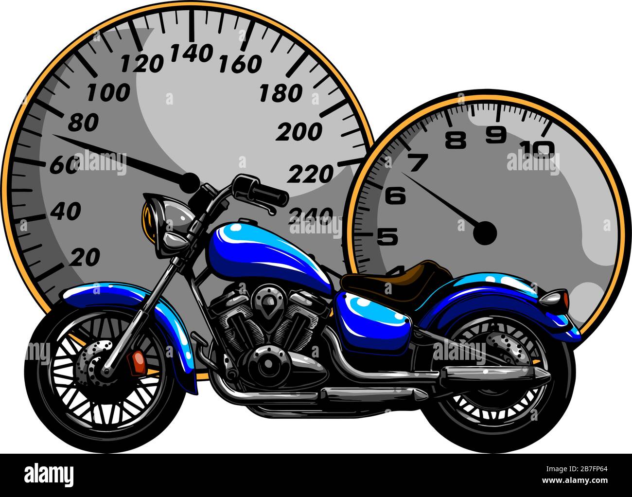 vector illustration Flaming Bike Chopper Ride Front View Stock Vector ...